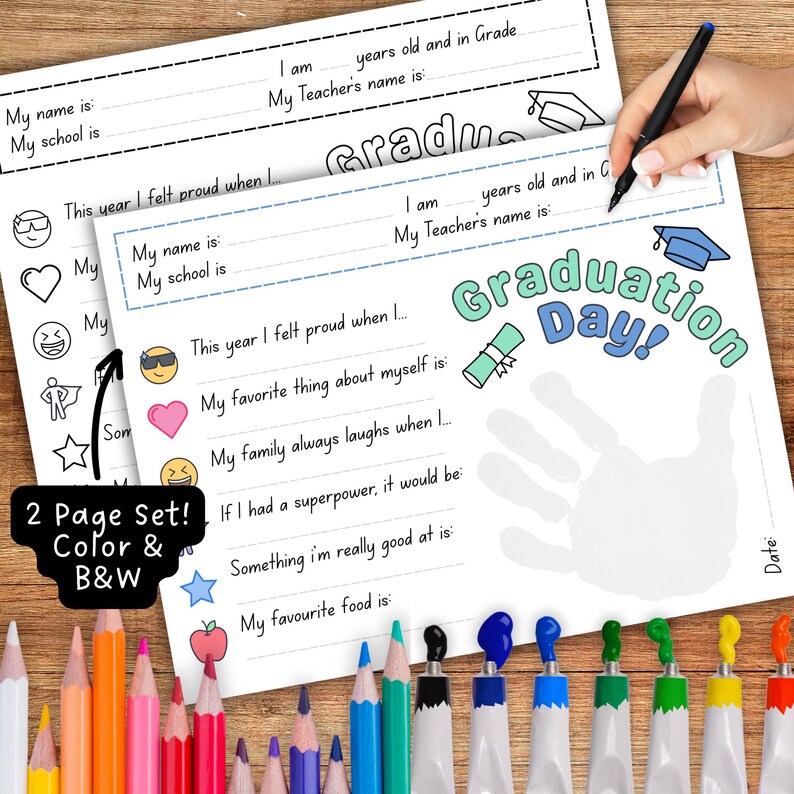 Last Day of Preschool Interview, Graduation Keepsake, Handprint Art ...