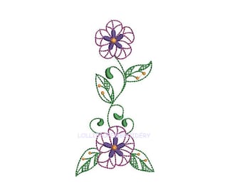 Instant Download Flower Outline Machine Embroidery Design | Etsy
