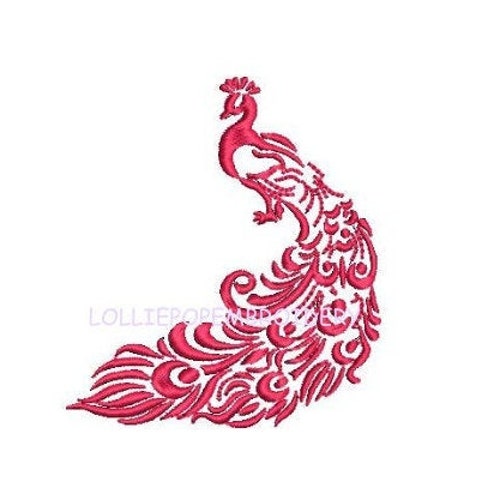 Peacock Machine Embroidery Design 2 Sizes - Etsy