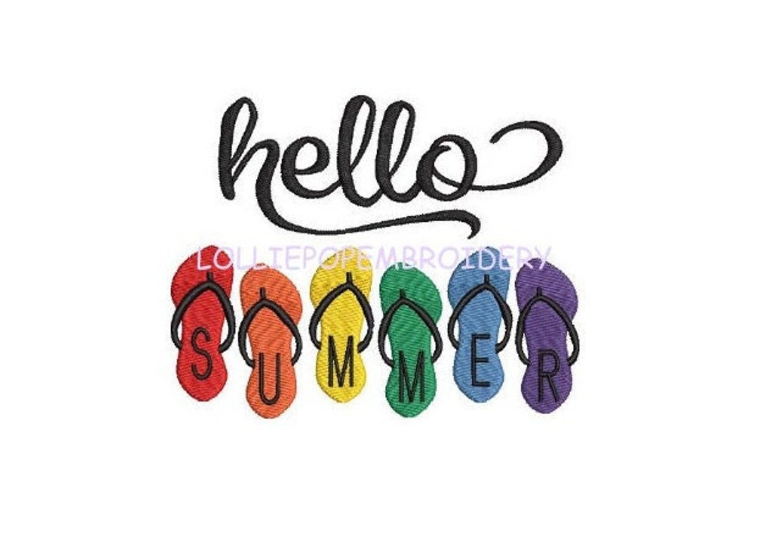 Instant Download - Hello Summer Flip Flops Pride * Machine Embroidery ...