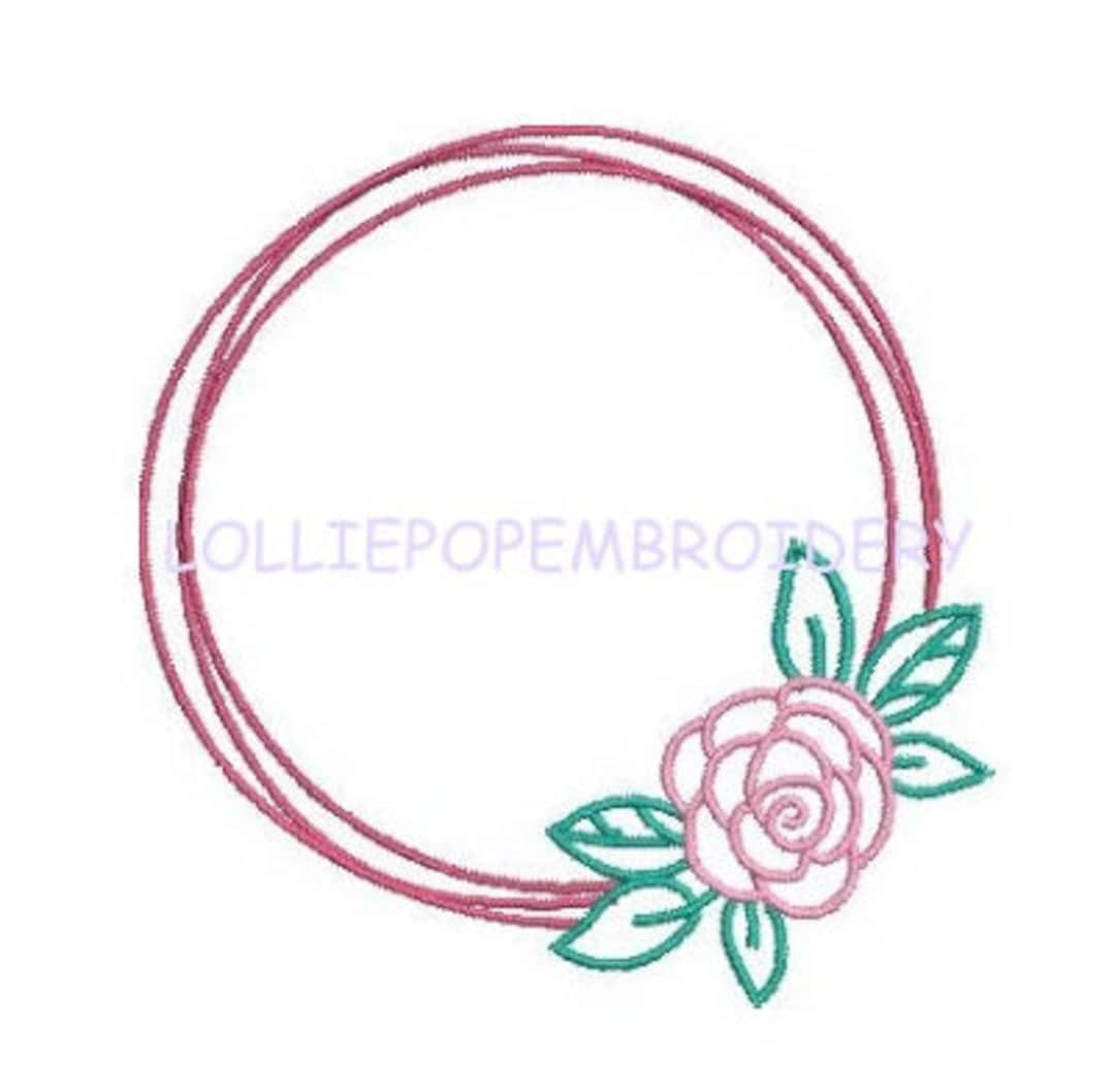 Instant Download Circle Flower Border Monogram Frame Machine Embroidery ...