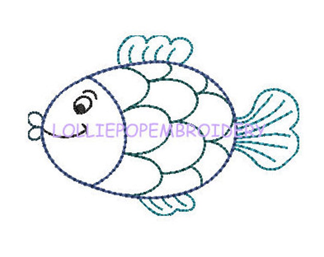 Instant Download - Fish Outline * Machine Embroidery Design - Etsy