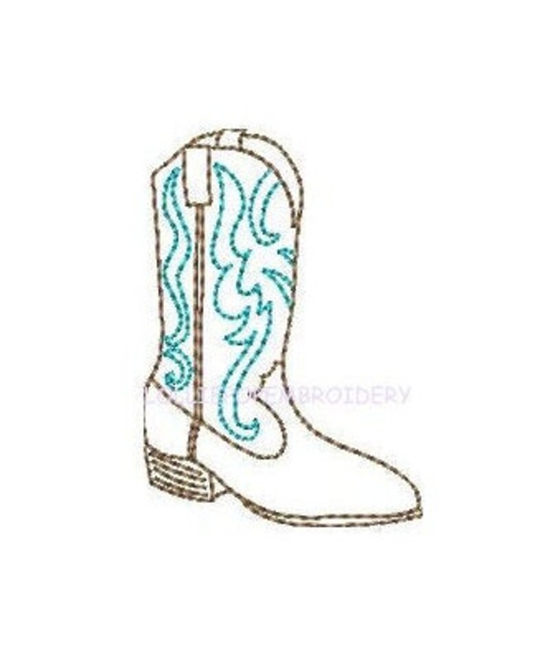 Instant Download Cowboy Boot Outline Machine Embroidery | Etsy