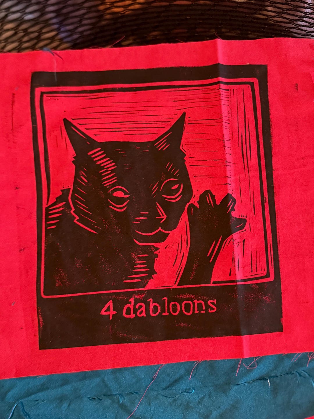 4 Dabloons Cat Meme Linocut Patch - Etsy