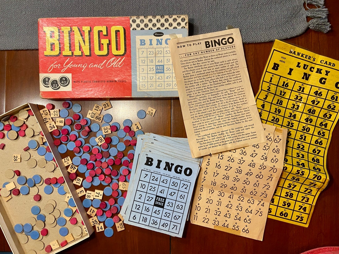 Vintage Whitman Bingo Game and Extra Pieces - Bingo Cards and Spinner ...