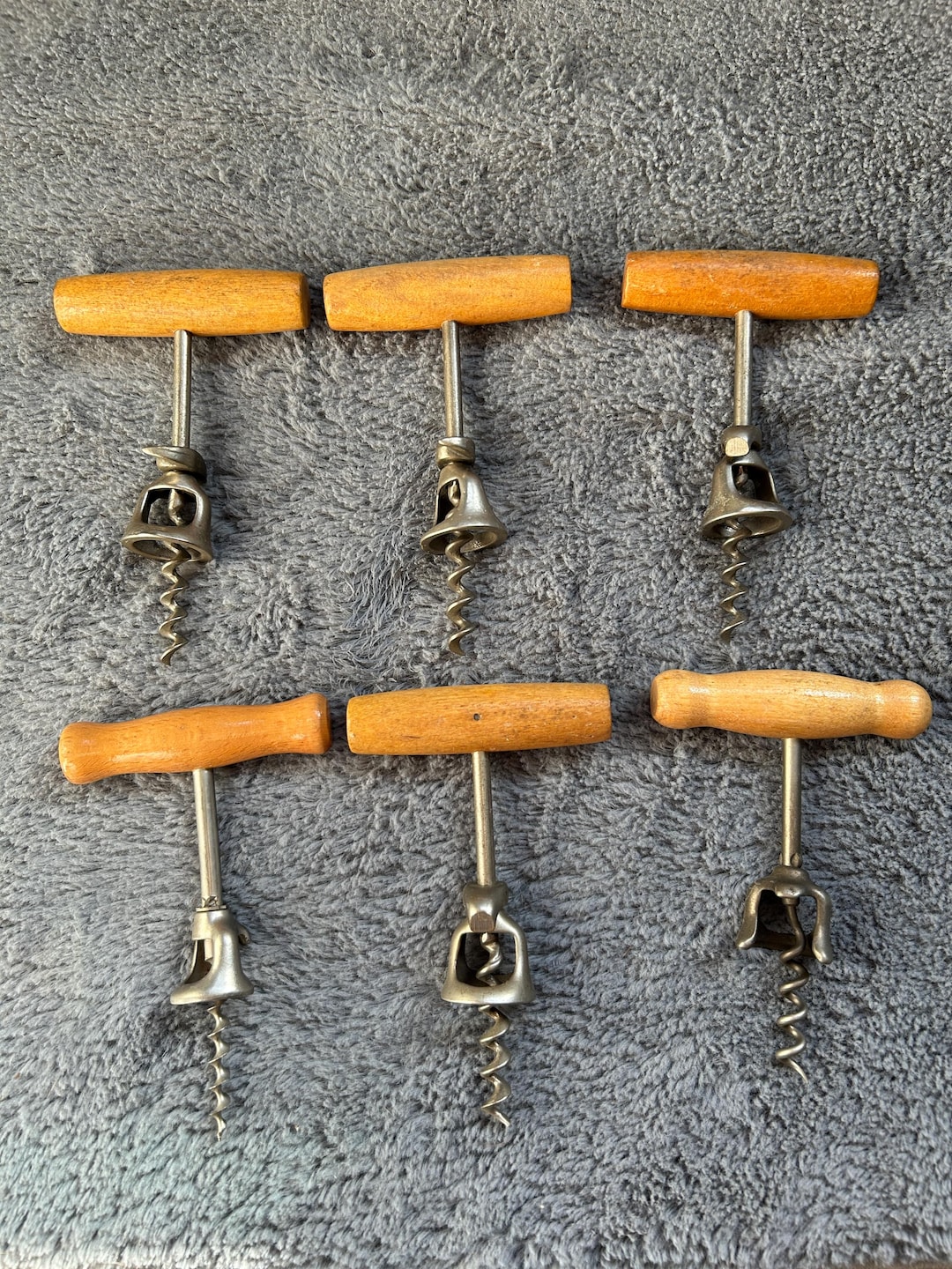 6 Vintage Cork Screw Wine Openers W/ Wooden Handles - Vintage Barware - Vintage Wine Openers ...