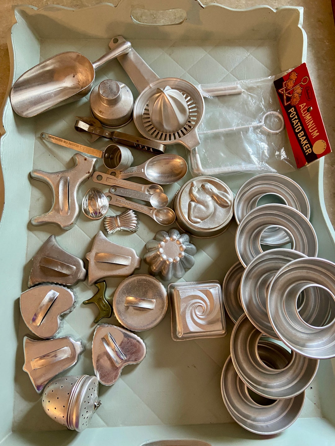 Collection of 1950s Aluminum Kitchen Gadgets - Cookie Cutters - Food ...