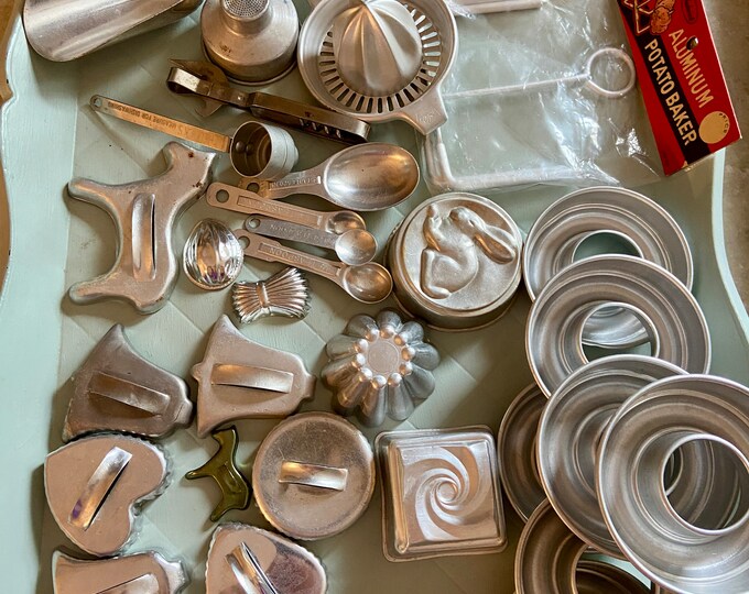 Collection of 1950s Aluminum Kitchen Gadgets - Cookie Cutters - Food ...
