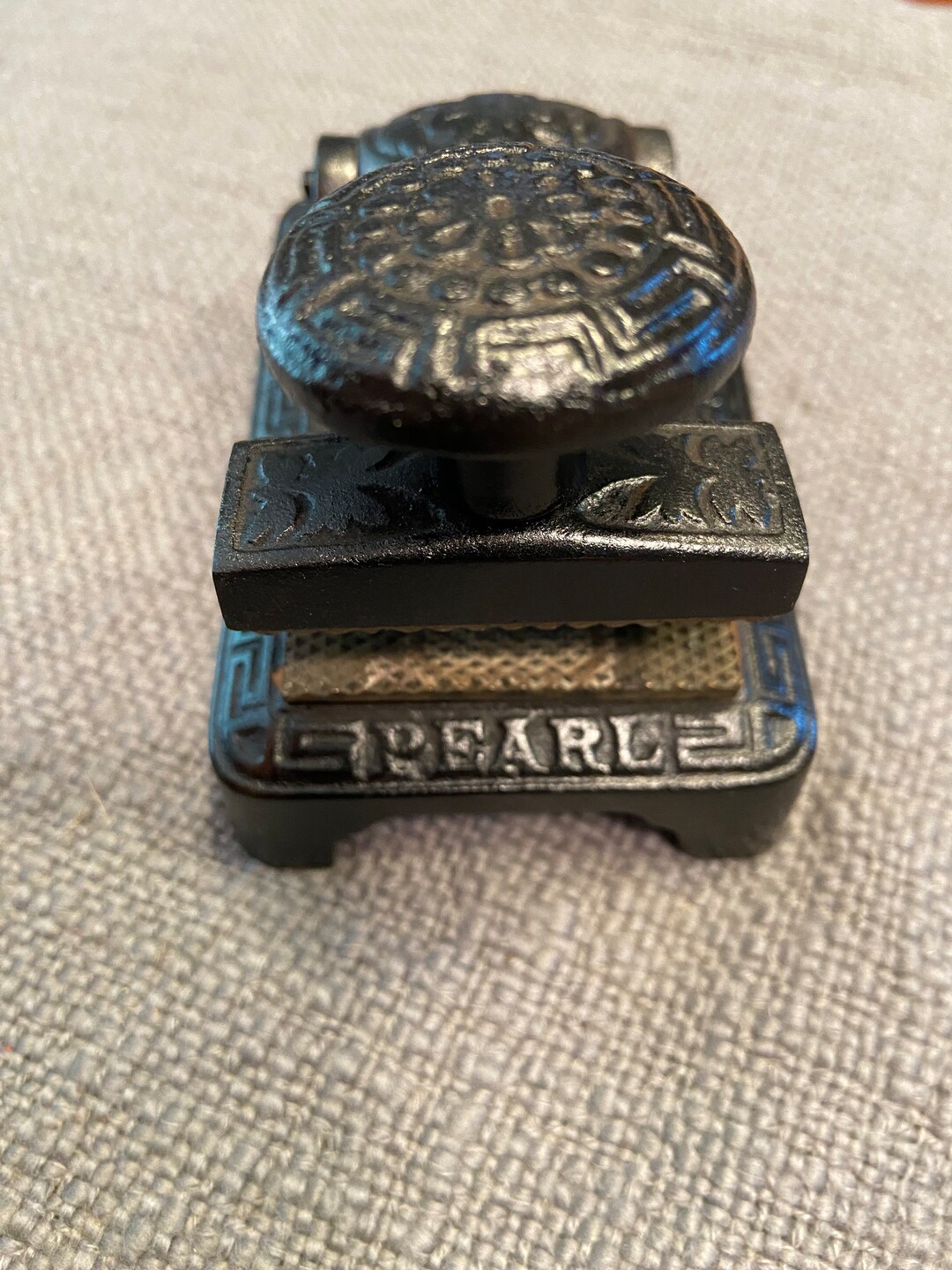 Antique Art Nouveau Victorian Cast Iron Embossing Stamp- Vintage Desk ...