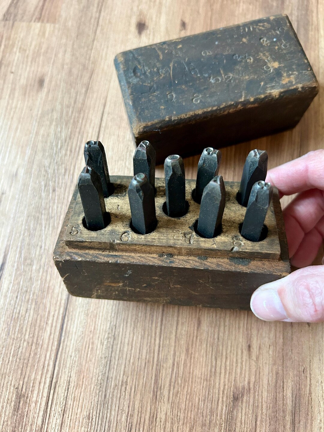Antique Steel Number Stamp Punches Set in Wood Case - Steel Number ...