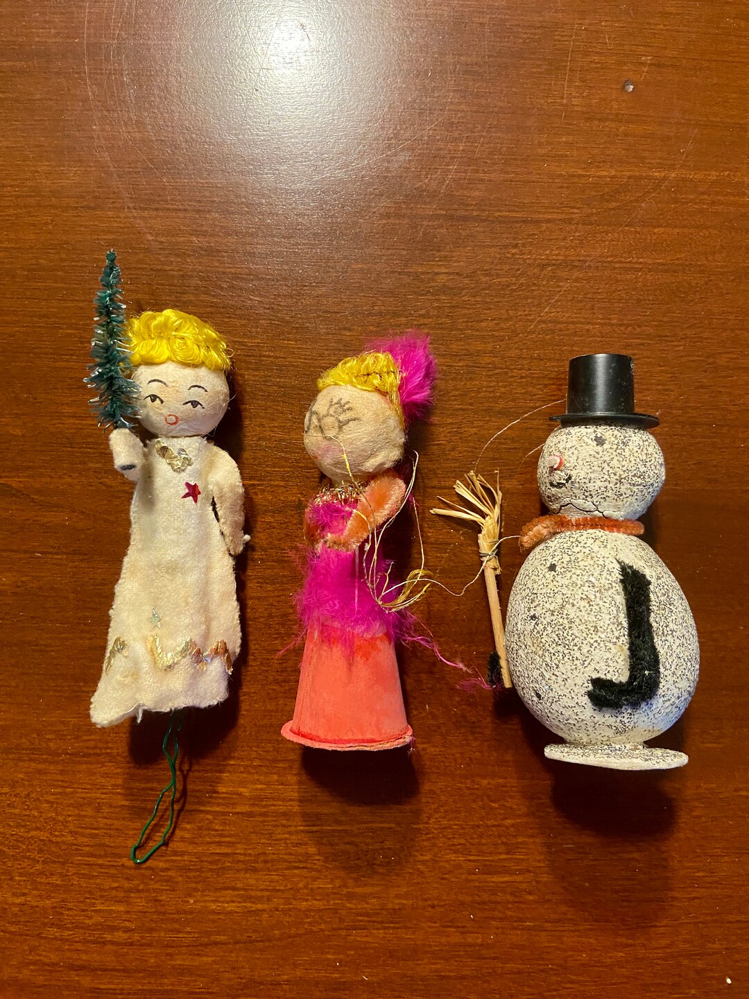 Set of 3 Christmas Decor- 2 Vintage Spun Cotton Angels & Vintage Paper ...