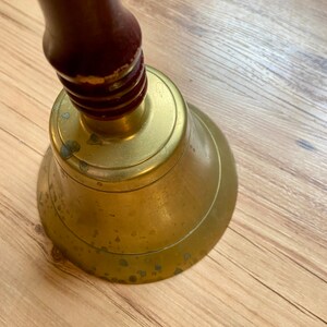 Large Vintage Solid Brass School Bell With Wooden Handle - Vintage ...
