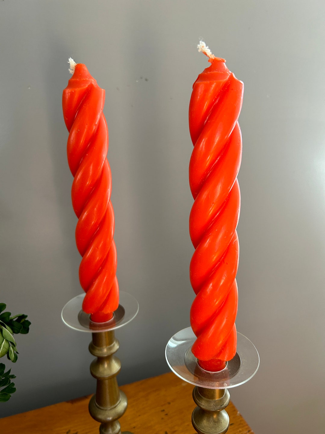 2 Vintage Emkay Chunky Swirl Orange Taper Candles - Vintage Candles in ...