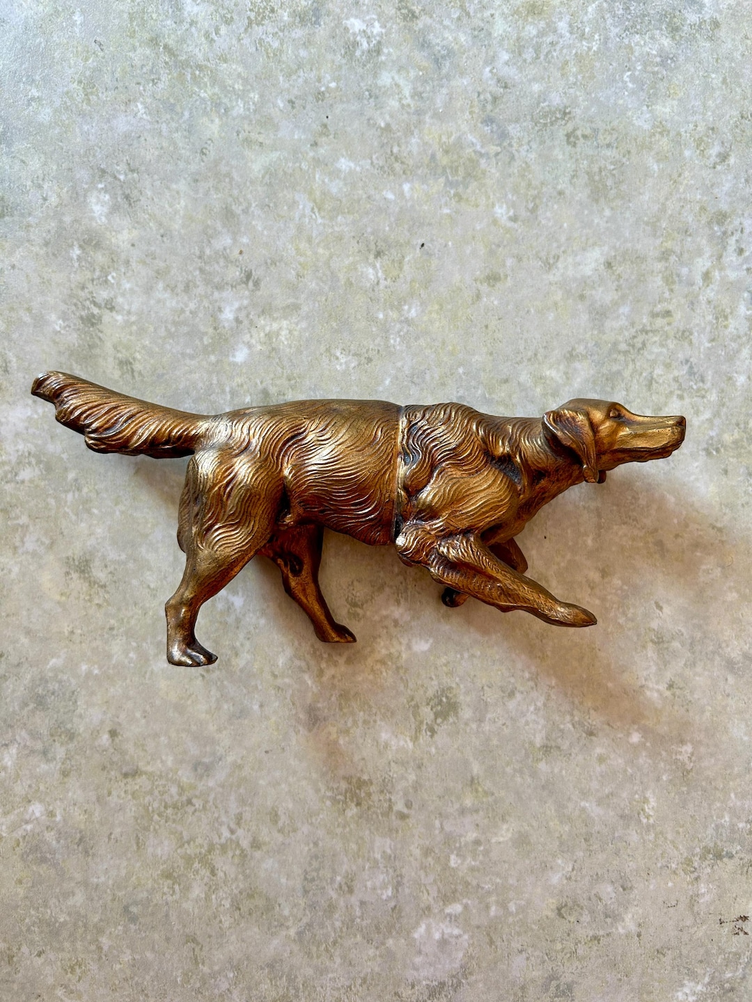 Antique Dog Sculpture in Brass? - Setter or Spaniel Sculpture - Vintage ...