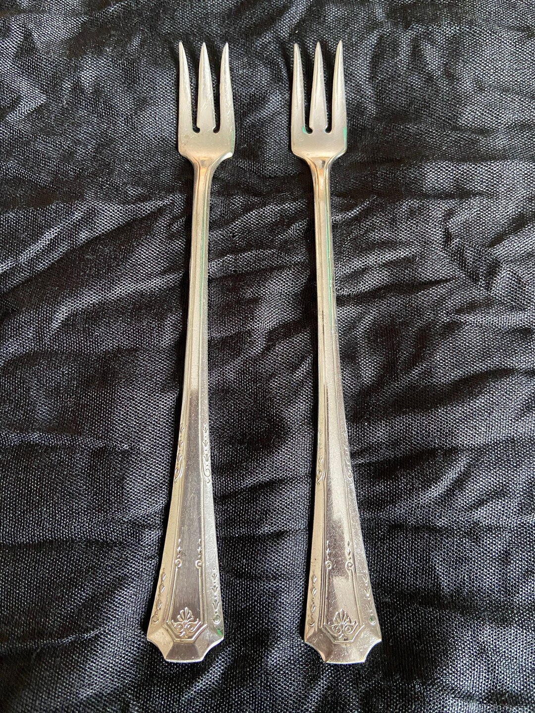 Pair of Antique Silver Serving Forks - Silver Pickle Forks - Hors D ...