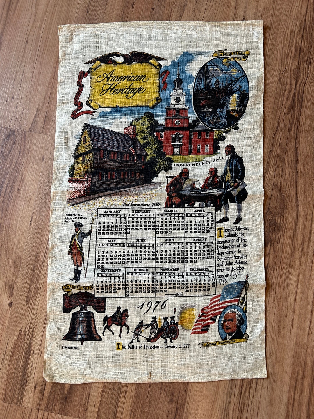 Vintage R. Batchelder 1976 Linen Wall Calendar - Patriotic Wall ...