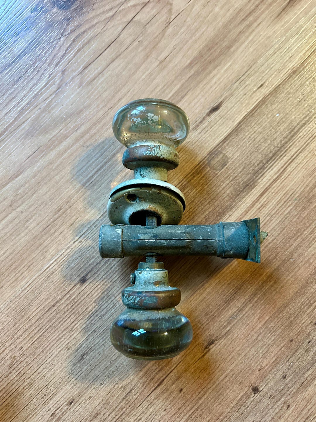 Antique Vintage Round Glass Door Knobs Set - Reclaimed Antique Hardware - Vintage Doorknob Set ...