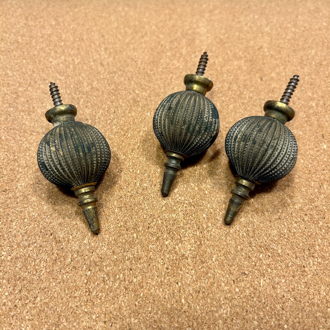 Set of 3 Antique Brass Finials - Vintage Finials - Antique Salvage ...