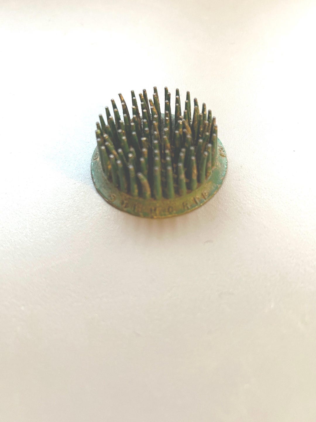 Vintage Metal Spiked Pin Flower Frog - Cast Metal Flower Holder ...