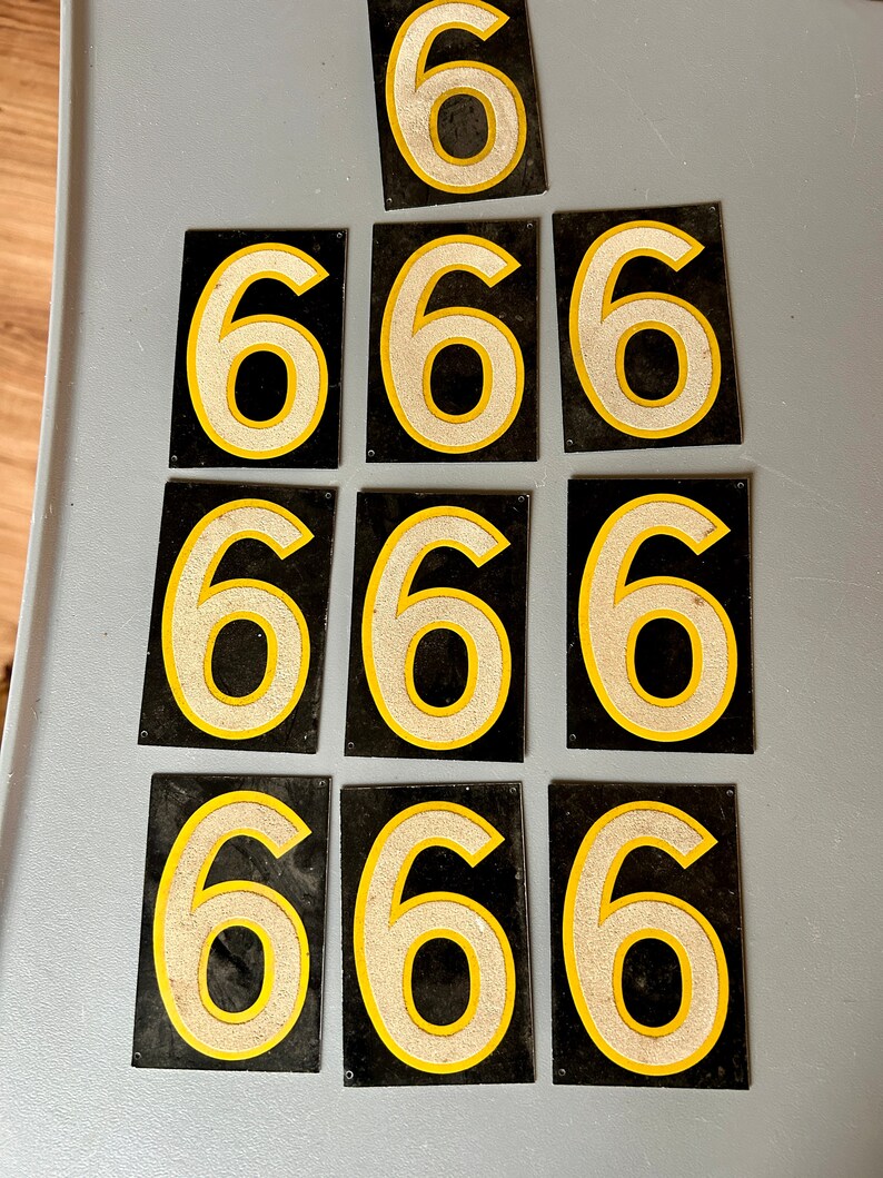 Set of 10 Vintage Reflective Metal Numbers - Vintage Sign Numbers ...