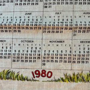 Vintage 1980 Linen Wall Calendar – Americana Heritage Towel - Etsy