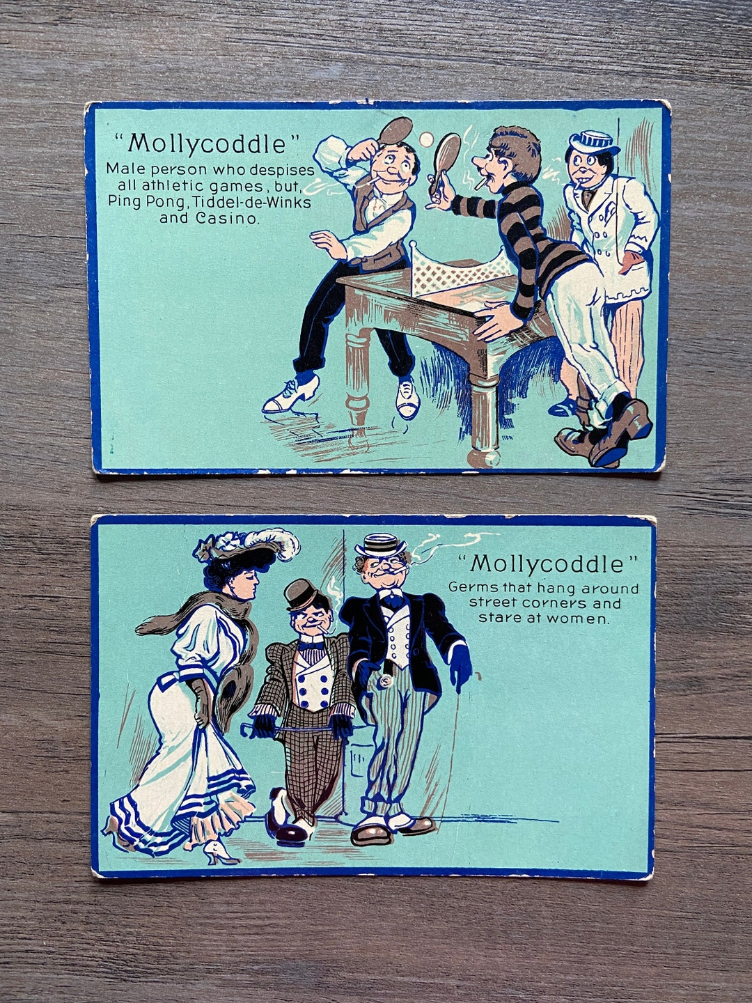 Set of 2 Antique Comic Greetings Post Cards - Mollycoddle - Novelty ...