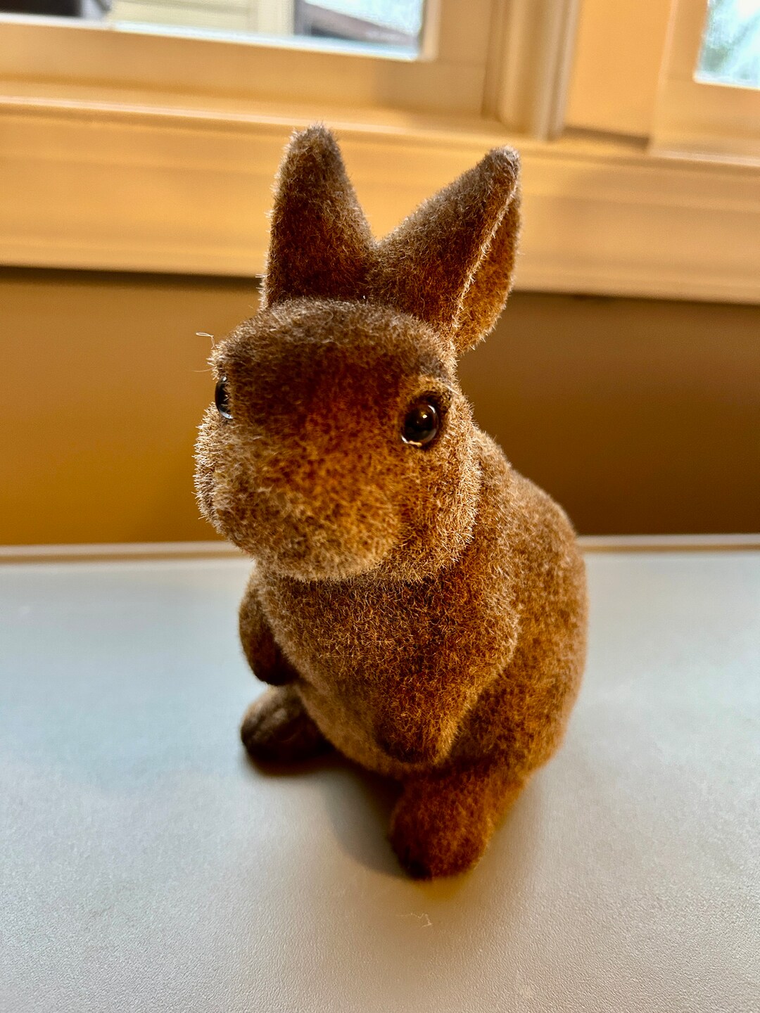 Vintage Large Flocked Rabbit Coin Bank - Flocking Over Ceramic - Fuzzy ...