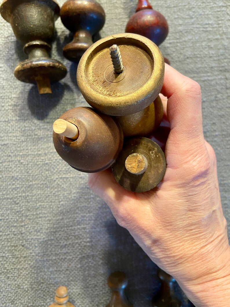 Collection of 10 Antique Wooden Finials Vintage Finials - Etsy