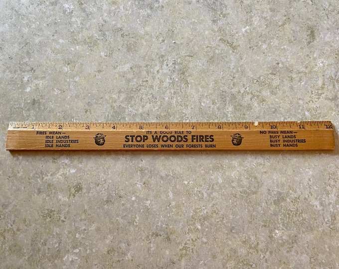 Antique Wooden Ruler - Vintage Smokey the Bear Wood Ruler - PA Forestry ...