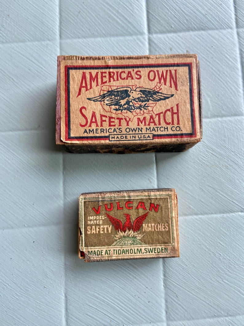 Pair of Vintage 1950's Match Boxes Vulcan Matchbox & - Etsy