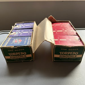 2 Vintage Full Boxes of 12 Each Torpedo Pinochle Playing Cards ...