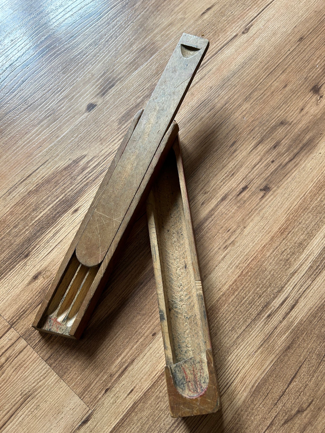 Antique Folding Wooden Pencil Box - Vintage Pencil Box - Vintage School ...