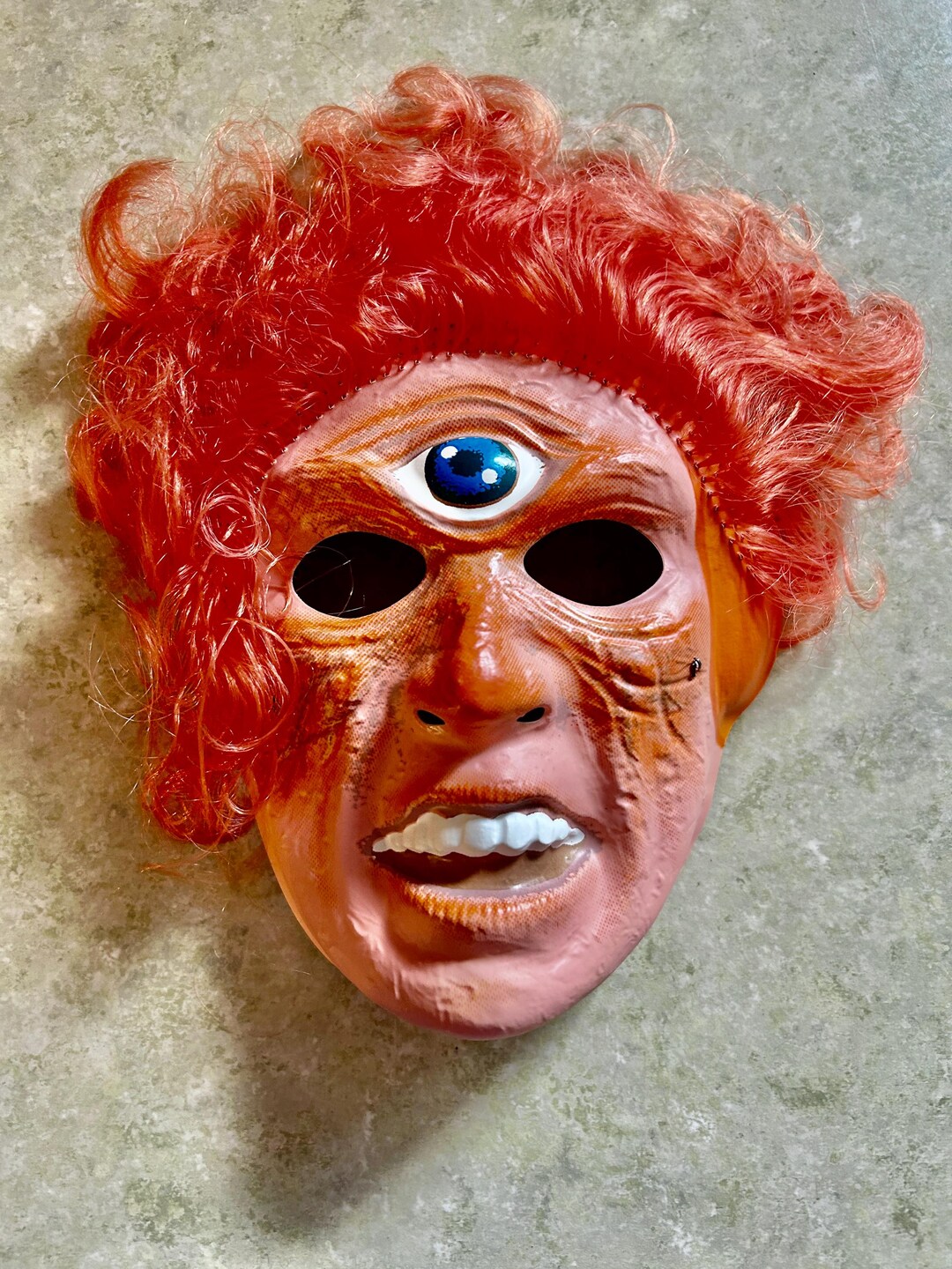 Vintage Cyclops With Orange Hair Halloween Mask- Vintage Halloween ...