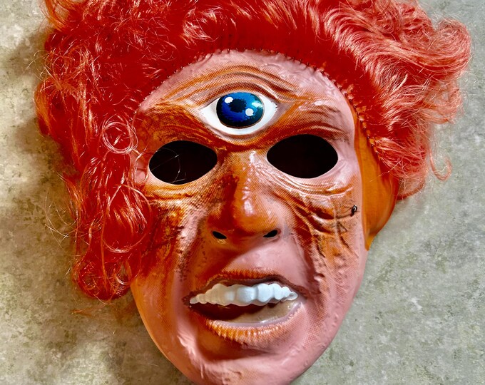 Vintage Cyclops With Orange Hair Halloween Mask- Vintage Halloween ...