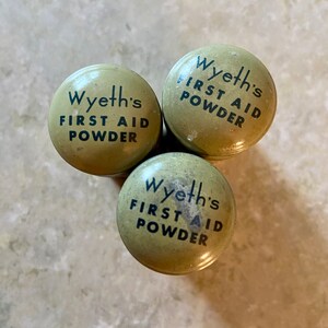 Set of 3 Antique Wyeth's First Aid Powder Tin Litho Shakers - Vintage ...