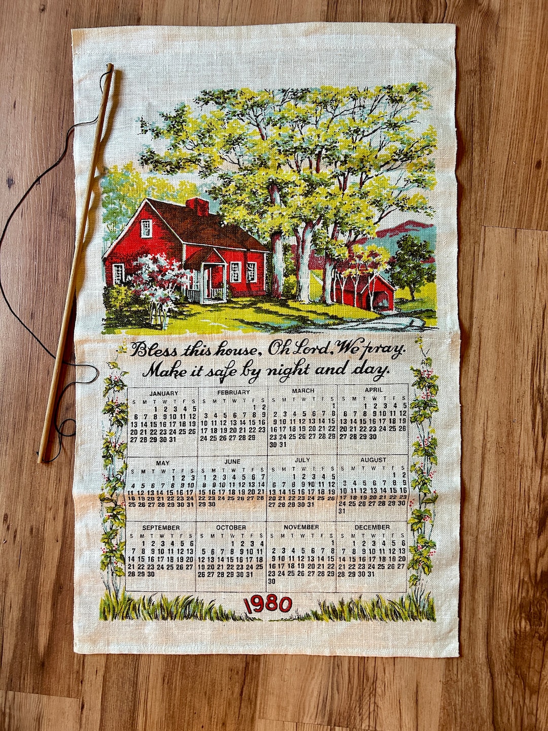 Vintage 1980 Linen Wall Calendar – Americana Heritage Towel - Etsy