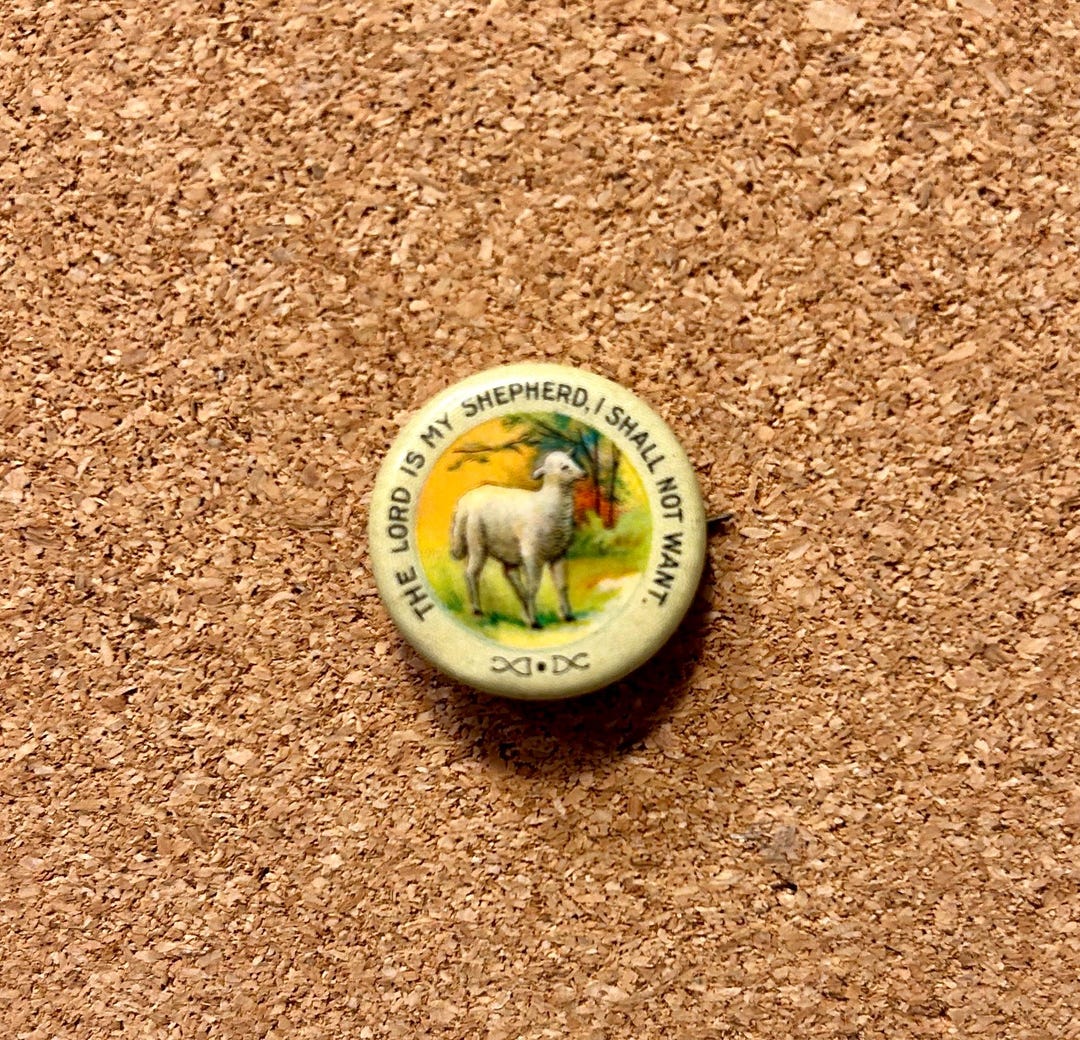 Vintage Lord's Prayer Pin With Sheep - Religious Button Pin - Vintage ...