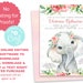 Girl Coral Elephant Baby Shower Invitationcoral Elephant Baby | Etsy