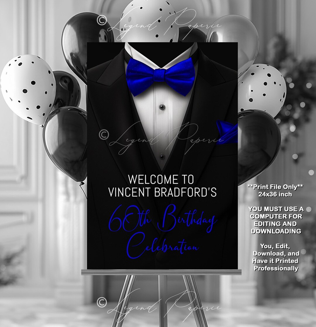 Tuxedo Welcome Sign, Tuxedo Birthday Party Welcome Sign,mens Formal ...