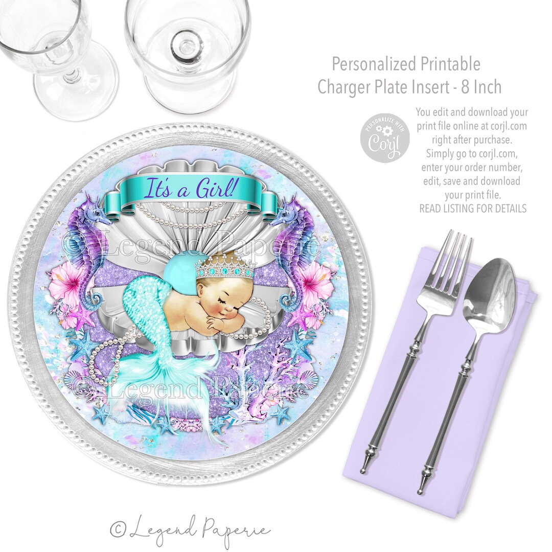 Mermaid Baby Shower Charger Insertmermaid Baby Shower Charger - Etsy