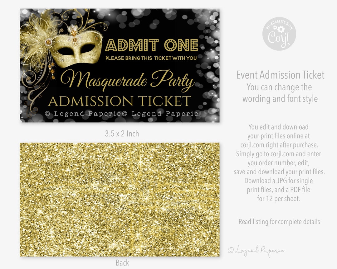 Masquerade Prom Admission Tickets,masquerade Prom,masquerade Party ...