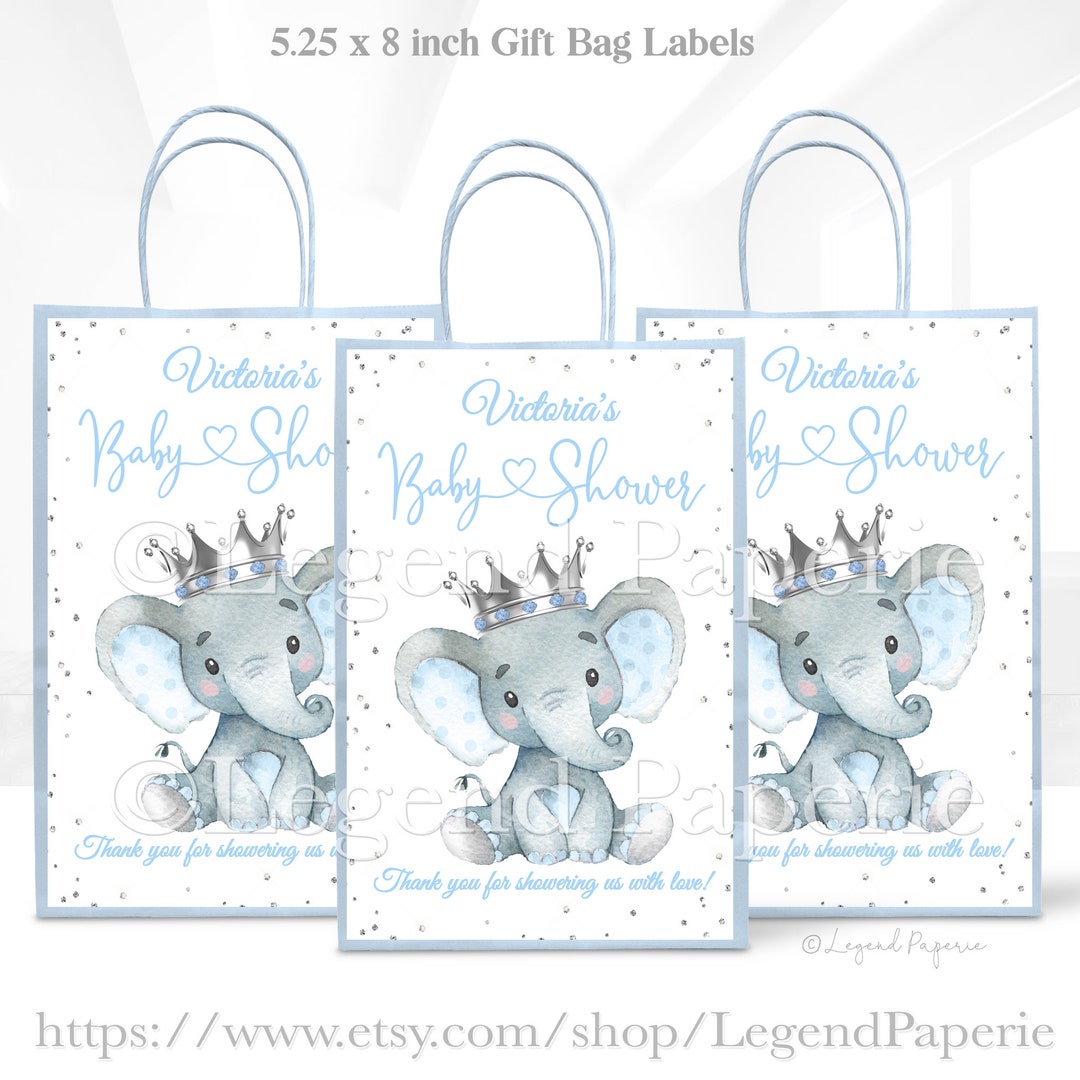 Elephant Favor Bag Labels,elephant Prince Gift Bags,elephant Gift Bags ...