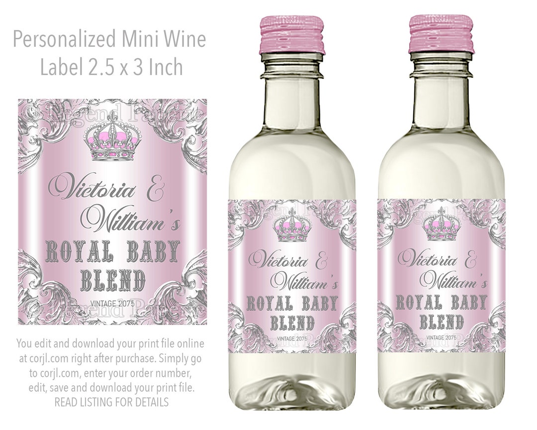 Princess Baby Shower Wine Bottle Labels,princess Mini Wine Bottle ...