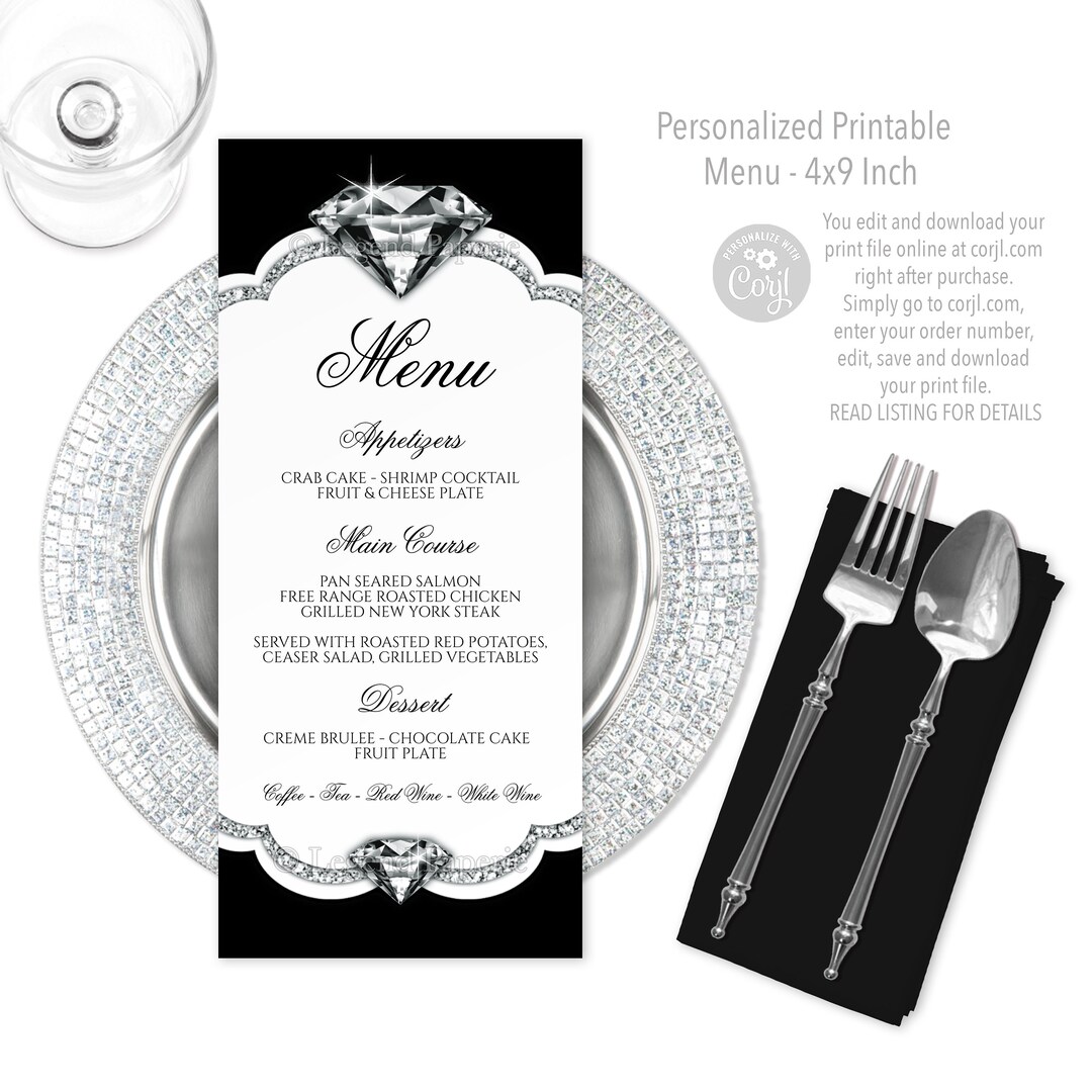Black Diamond Menu,diamond Menus,black Menus,black White Menus,black ...