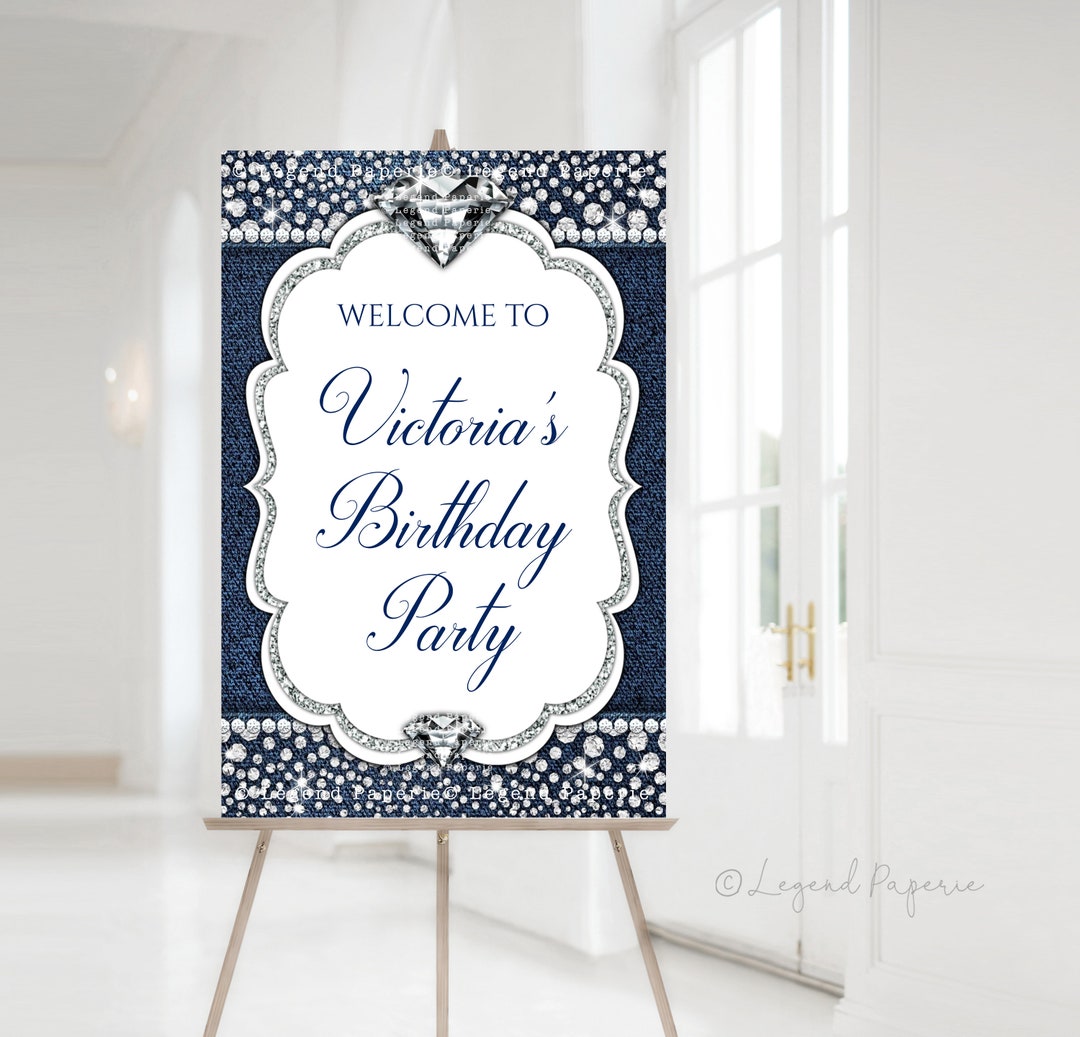 Denim Diamond Welcome Sign,denim Diamond Birthday Party Welcome Sign ...