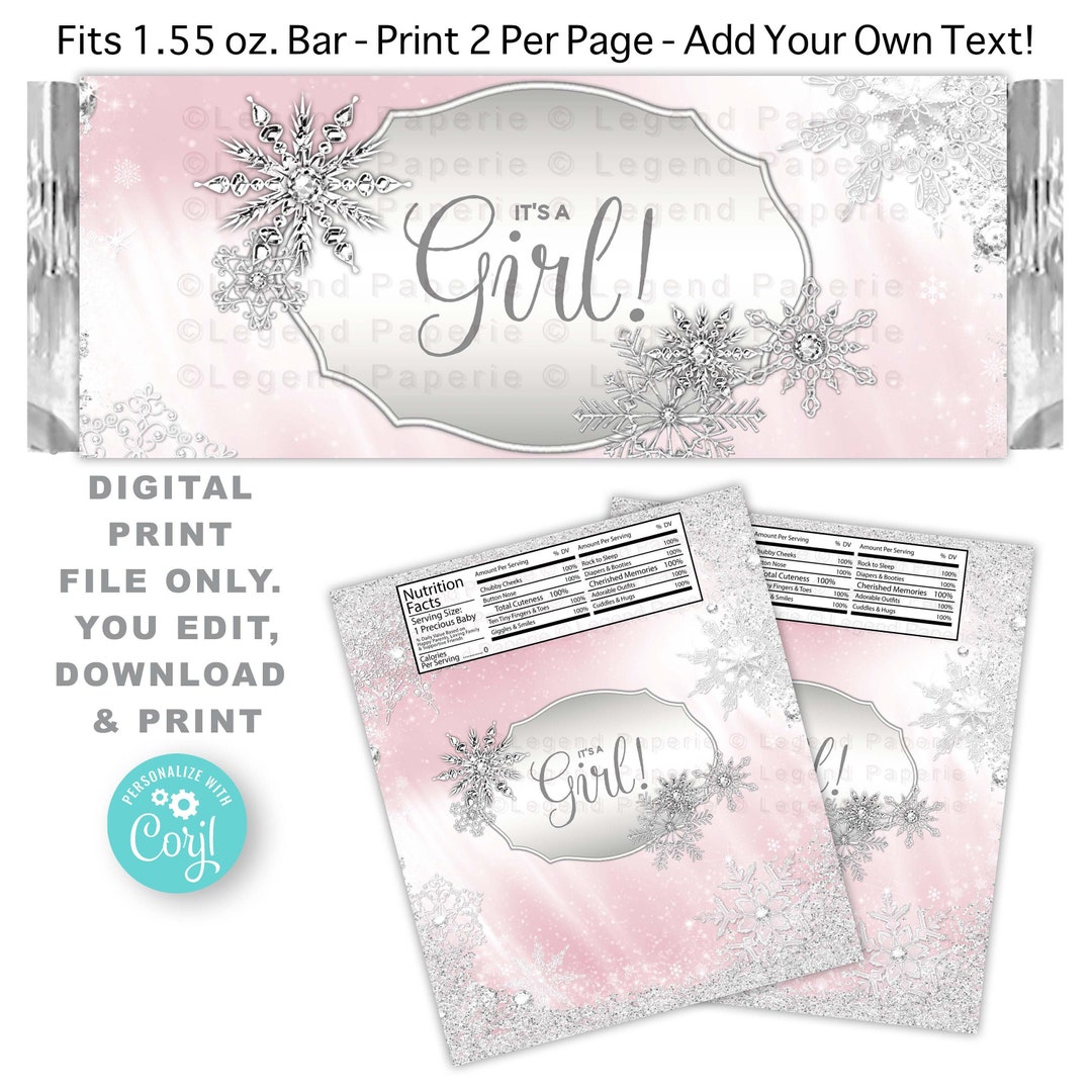 Winter Wonderland Candy Bar Wrapper,pink Winter Wonderland,snowflake,baby Shower,birthday ...