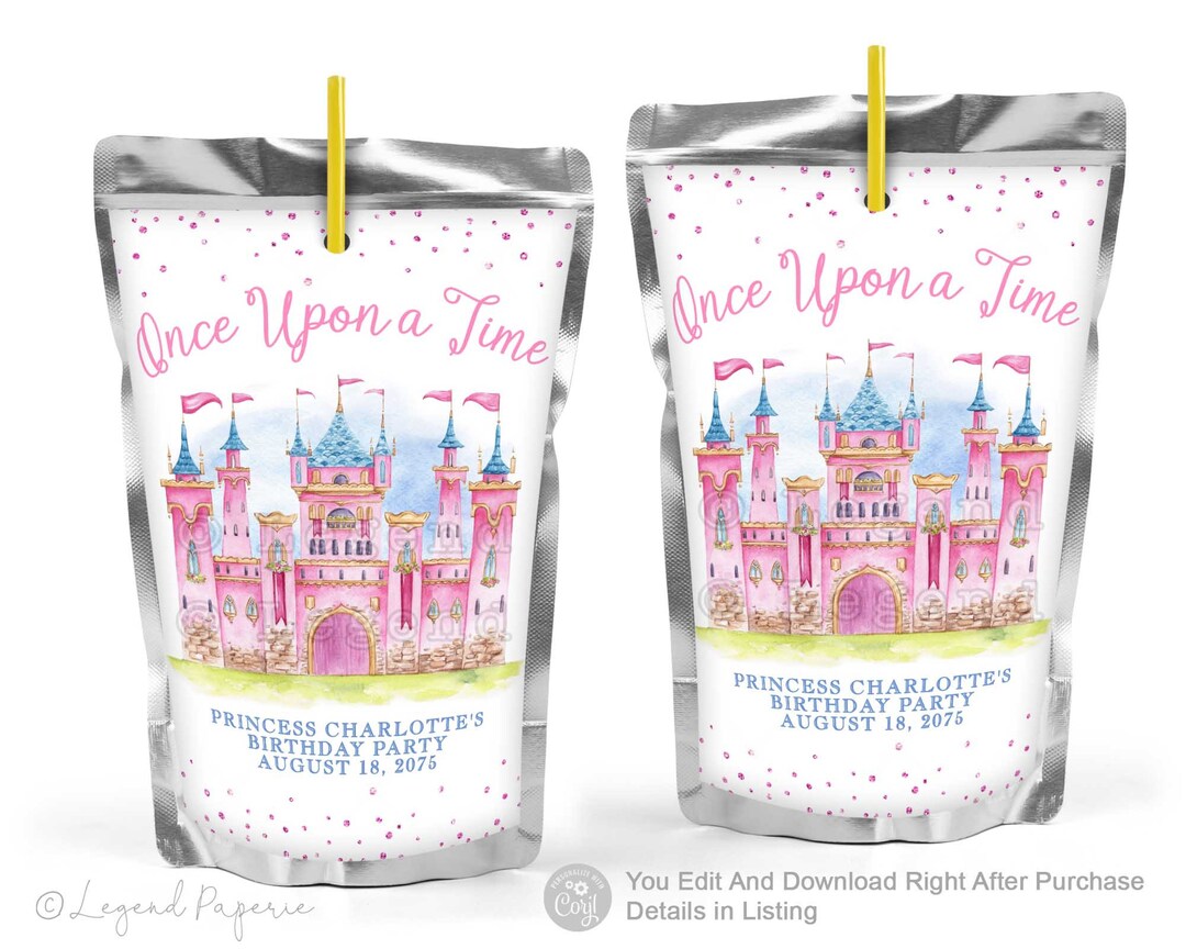 Princess Birthday Capri Sun Labels: Watercolor Castle (PDF) - Etsy