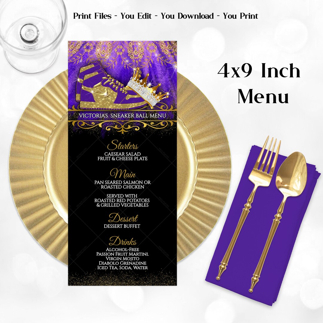 Sneaker Ball Menu, Purple Gold Sneaker Ball, Purple Gold Sneaker Ball ...
