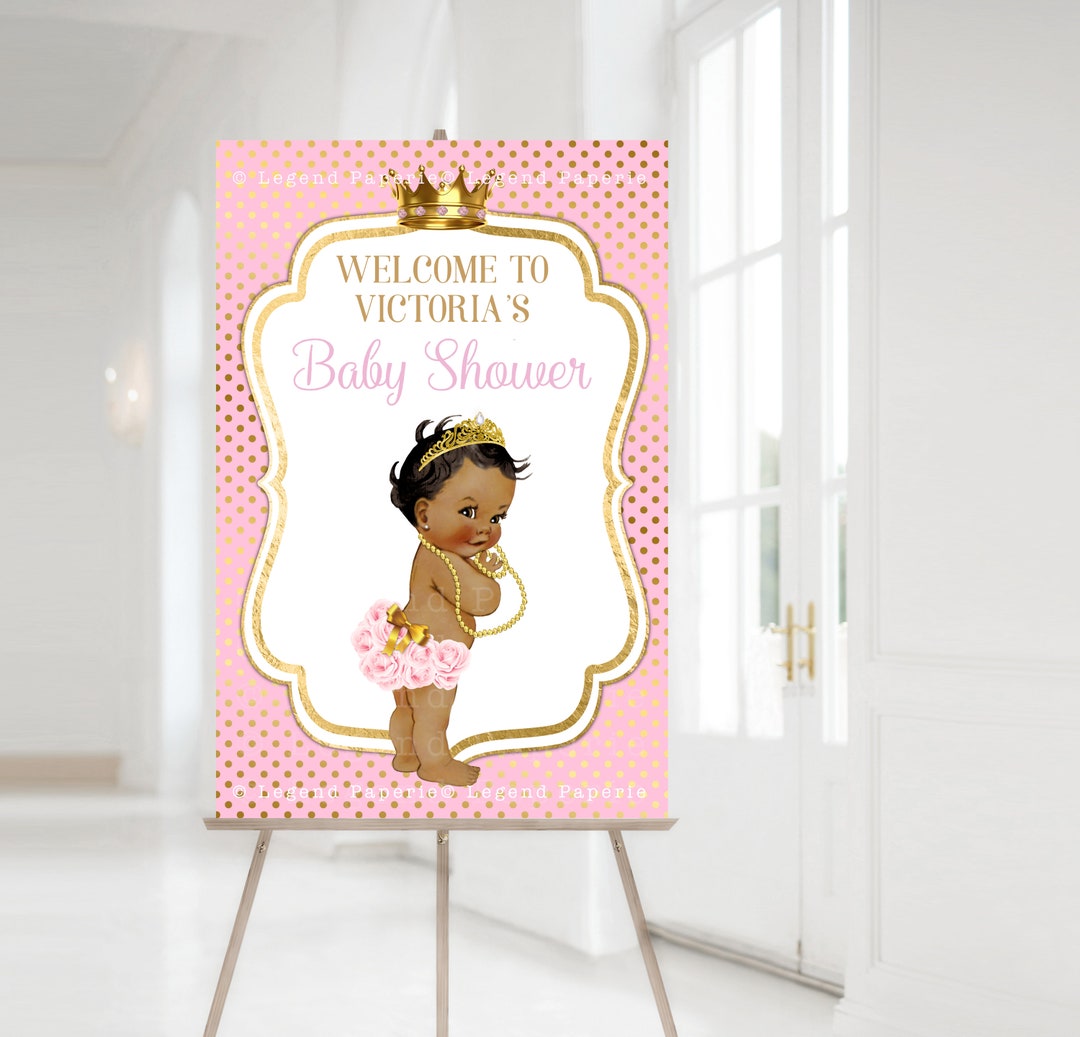African Princess Baby Shower Welcome Sign: Pink Gold (digital Download ...