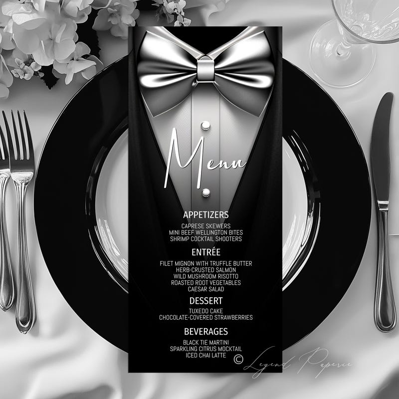 Black and White Menu Plate - Etsy